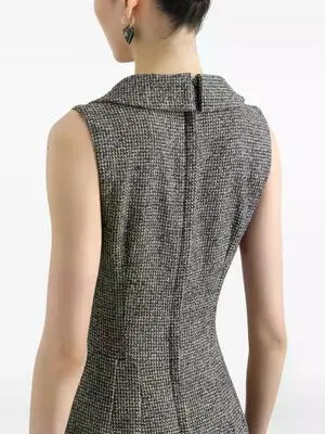 Dolce & Gabbana Houndstooth Sleeveless Midi Dress - Black