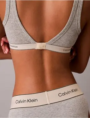 Calvin Klein Heritage Cotton Stretch Lightly Lined Triangle Bralette - Grey Heather