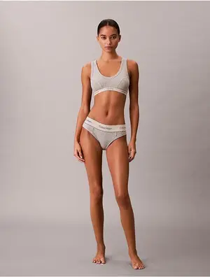 Calvin Klein Heritage Cotton Stretch Lightly Lined Triangle Bralette - Grey Heather