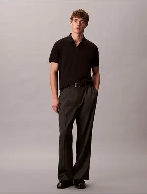 Calvin Klein Tech Pique Zip Polo Shirt - Black