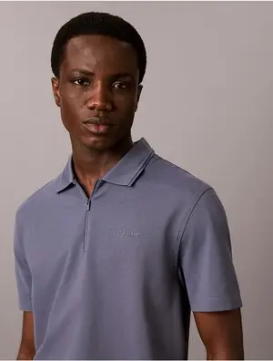 Calvin Klein Tech Pique Zip Polo Shirt - Grisaille