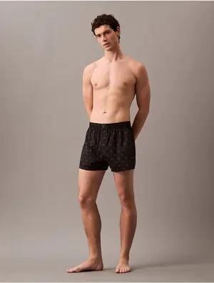 Calvin Klein Cotton Poplin Boxer - Diamond Logo Black