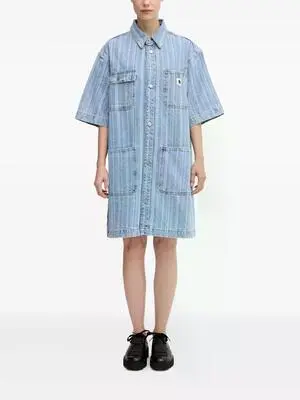 Carhartt Work In Progress Rylan Striped Denim Shirt Mini Dress - Blue