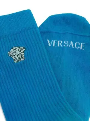 Versace Medusa-embroidered Socks - Blue