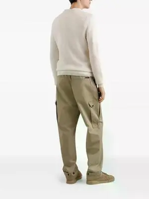 Dolce & Gabbana Logo-patch Crew-neck Sweater - Neutrals