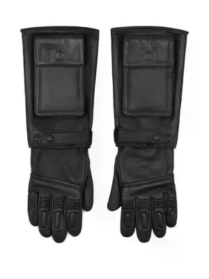 MAISON MARGIELA Pocket-detail Leather Gloves - Black