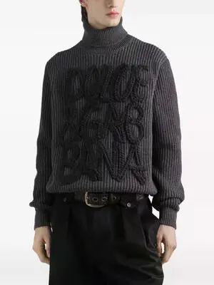 Dolce & Gabbana Logo-detail Ribbed Turtleneck Sweater - Grey