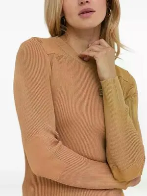 NOTES DU NORD Ribbed-knit Elbow-patch Sweater