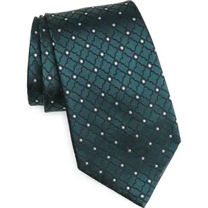 Zegna Dot Quatrefoil Mulberry Silk Tie - Green