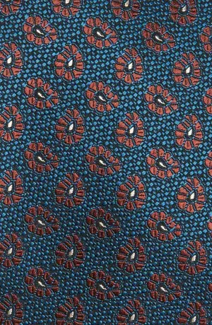 Zegna Paisley Medallion Mulberry Silk Tie - Blue