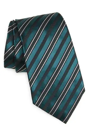 Zegna Stripe Silk-blend Tie - Green