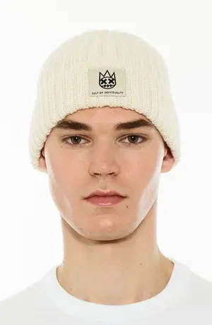CULT OF INDIVIDUALITY Rib Cuff Wool Blend Beanie - Winter White