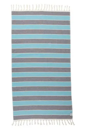 INFUSEZEN Multi Stripe Terry Cloth Lined Turkish Towel - Navy And Blue