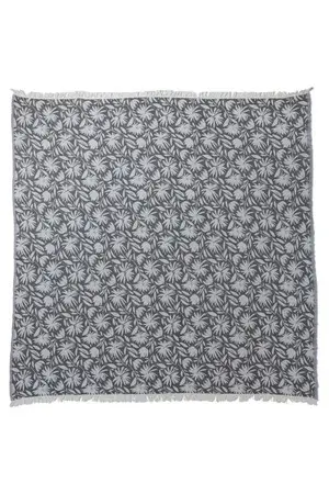 INFUSEZEN Whimsical Flower Organic Reversible Muslin Blanket - Black