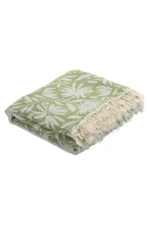 INFUSEZEN Whimsical Flower Organic Reversible Muslin Blanket - Olive
