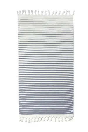 INFUSEZEN Gradient Striped Organic Turkish Towel With Soft Terry Cloth Back - Navy