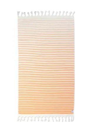 INFUSEZEN Gradient Striped Organic Turkish Towel With Soft Terry Cloth Back - Orange