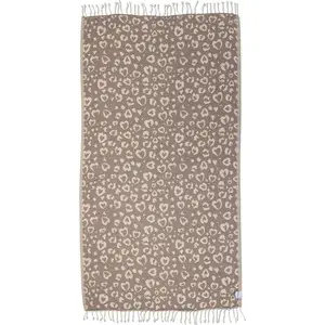 INFUSEZEN Leopard Heart Organic Turkish Towel Brown
