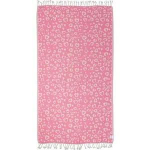 INFUSEZEN Leopard Heart Organic Turkish Towel Pink