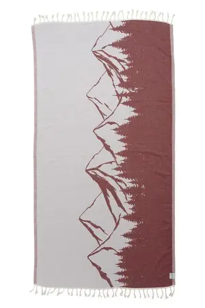 INFUSEZEN Mountain 100% Cotton Reversible Turkish Towel - Burgundy