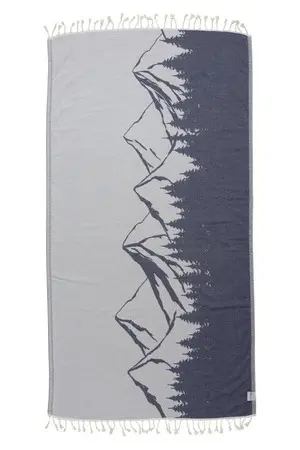 INFUSEZEN Mountain 100% Cotton Reversible Turkish Towel - Navy