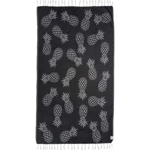 INFUSEZEN Pineapple Organic Sand Free Turkish Towel - Black