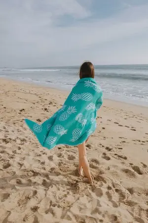 INFUSEZEN Pineapple Organic Sand Free Turkish Towel - Mint