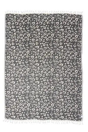 INFUSEZEN Leopard Heart Organic Cotton Medium Weight Throw Blanket - Black