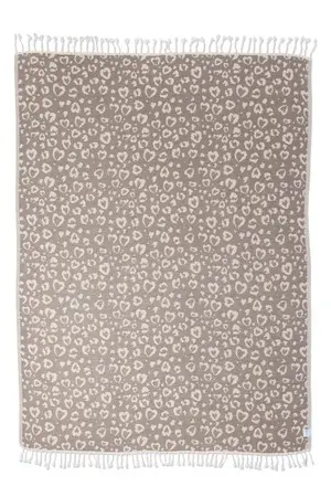 INFUSEZEN Leopard Heart Organic Cotton Medium Weight Throw Blanket - Brown