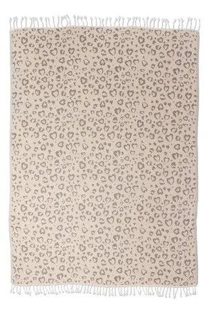 INFUSEZEN Leopard Heart Organic Cotton Medium Weight Throw Blanket - Brown