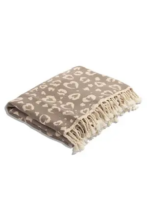 INFUSEZEN Leopard Heart Organic Cotton Medium Weight Throw Blanket - Brown
