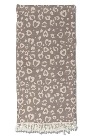 INFUSEZEN Leopard Heart Organic Cotton Medium Weight Throw Blanket - Brown