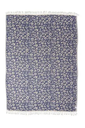 INFUSEZEN Leopard Heart Organic Cotton Medium Weight Throw Blanket - Navy