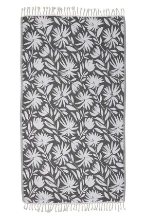 INFUSEZEN Whimsical Flower Organic Turkish Towel - Black