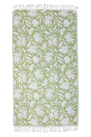 INFUSEZEN Whimsical Flower Organic Turkish Towel - Olive