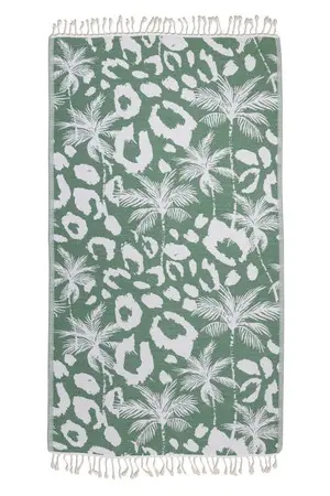 INFUSEZEN Leopard Palm Organic Turkish Towel - Green
