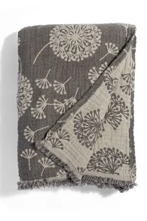 INFUSEZEN Dandelion Reversible Organic Muslin Blanket - Grey