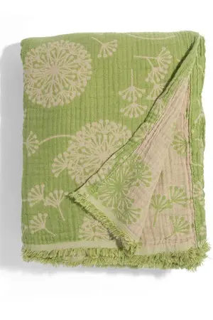 INFUSEZEN Dandelion Reversible Organic Muslin Blanket - Olive