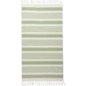 INFUSEZEN Sauna Stripe Organic Terry Cloth Lined Turkish Towel - Olive
