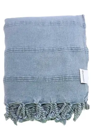 INFUSEZEN Stonewashed Organic Xl Turkish Throw Blanket - Denim