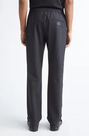 Dolce & Gabbana Drawstring Waist Wool Blend Canvas Pants