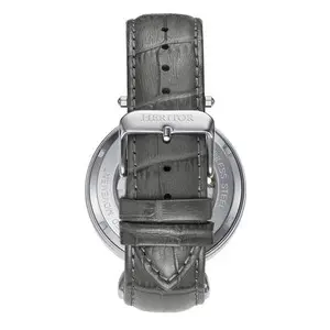 HERITOR AUTOMATIC Lincoln Leather-band Skeleton Watch With Moon Phase - Grey
