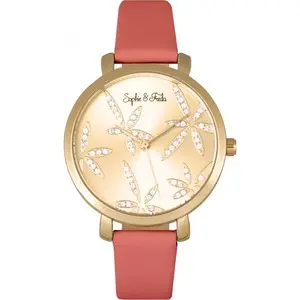 SOPHIE AND FREDA Key West Leather-band Watch With Swarovski Crystals - Gold/dark Pink