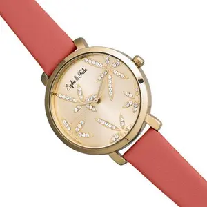 SOPHIE AND FREDA Key West Leather-band Watch With Swarovski Crystals - Gold/dark Pink