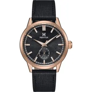 HERITOR AUTOMATIC Argento Leather-band Watch - Rose Gold/black