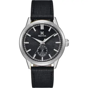 HERITOR AUTOMATIC Argento Leather-Band Watch Silver/black