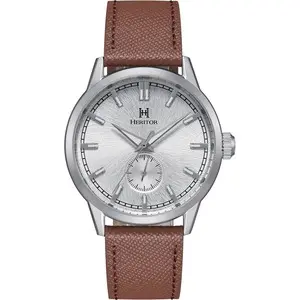 HERITOR AUTOMATIC Argento Leather-band Watch - White/silver/brown