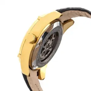 HERITOR AUTOMATIC Daniels Semi-skeleton Leather-band Watch - Gold/black