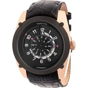 HERITOR AUTOMATIC Daniels Semi-skeleton Leather-band Watch - Rose Gold/black