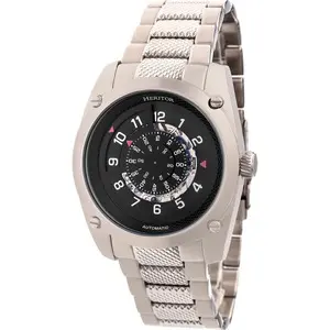 HERITOR AUTOMATIC Daniels Semi-skeleton Leather-band Watch - Silver